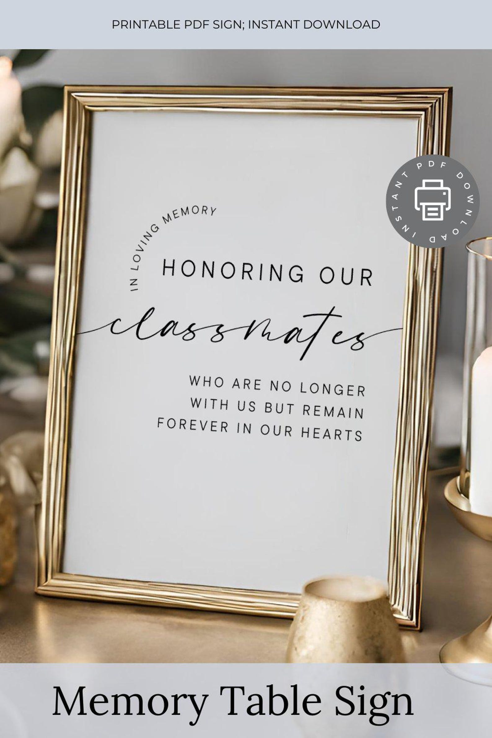 Class Reunion Memorial Sign, Honoring Our Classmates Poster, in Loving ...