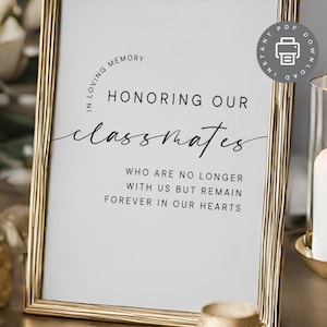 Class Reunion Memorial Sign, Honoring Our Classmates Poster, in Loving ...