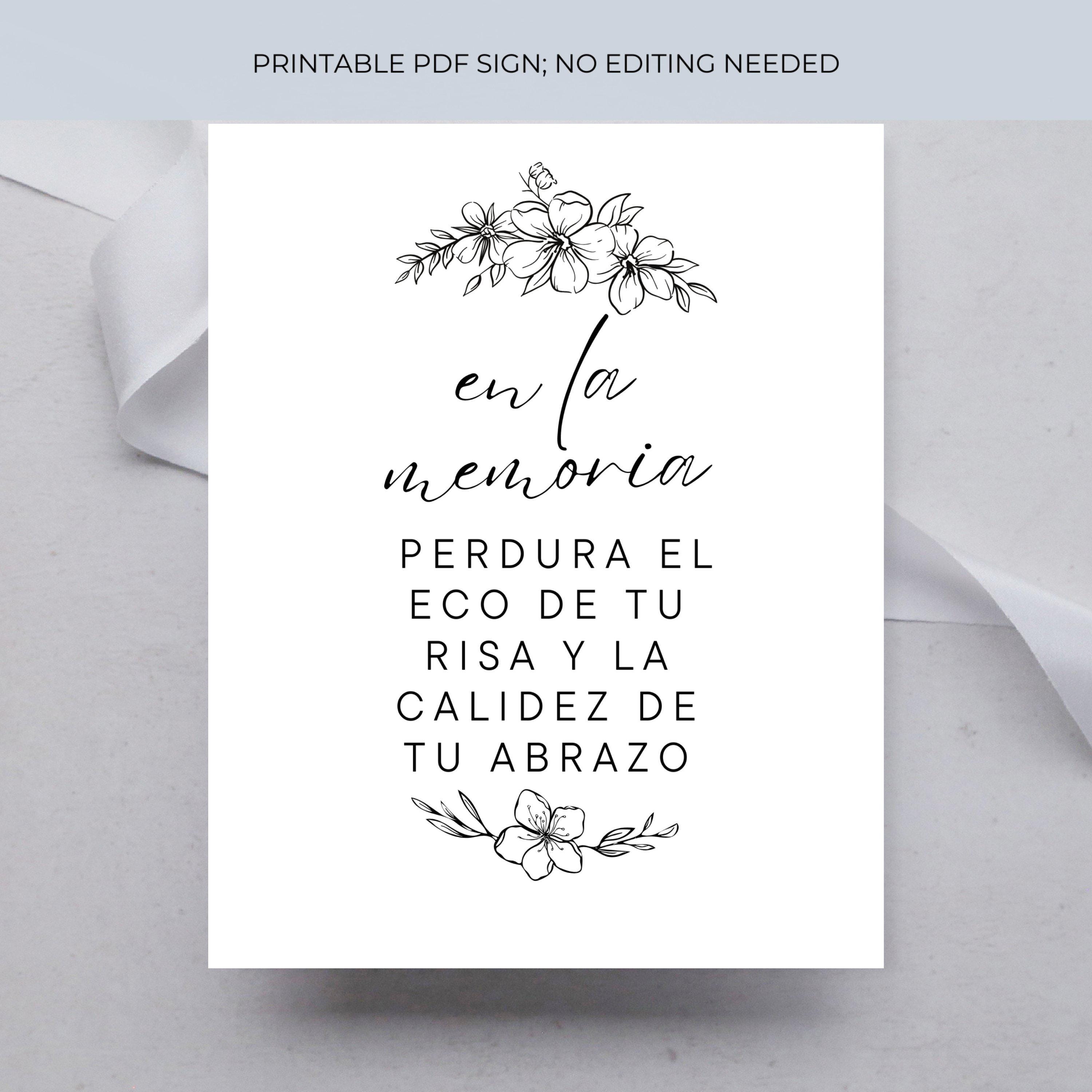 Spanish Funeral Sign, in Memory Poster, Memorial Tribute, Spanish ...