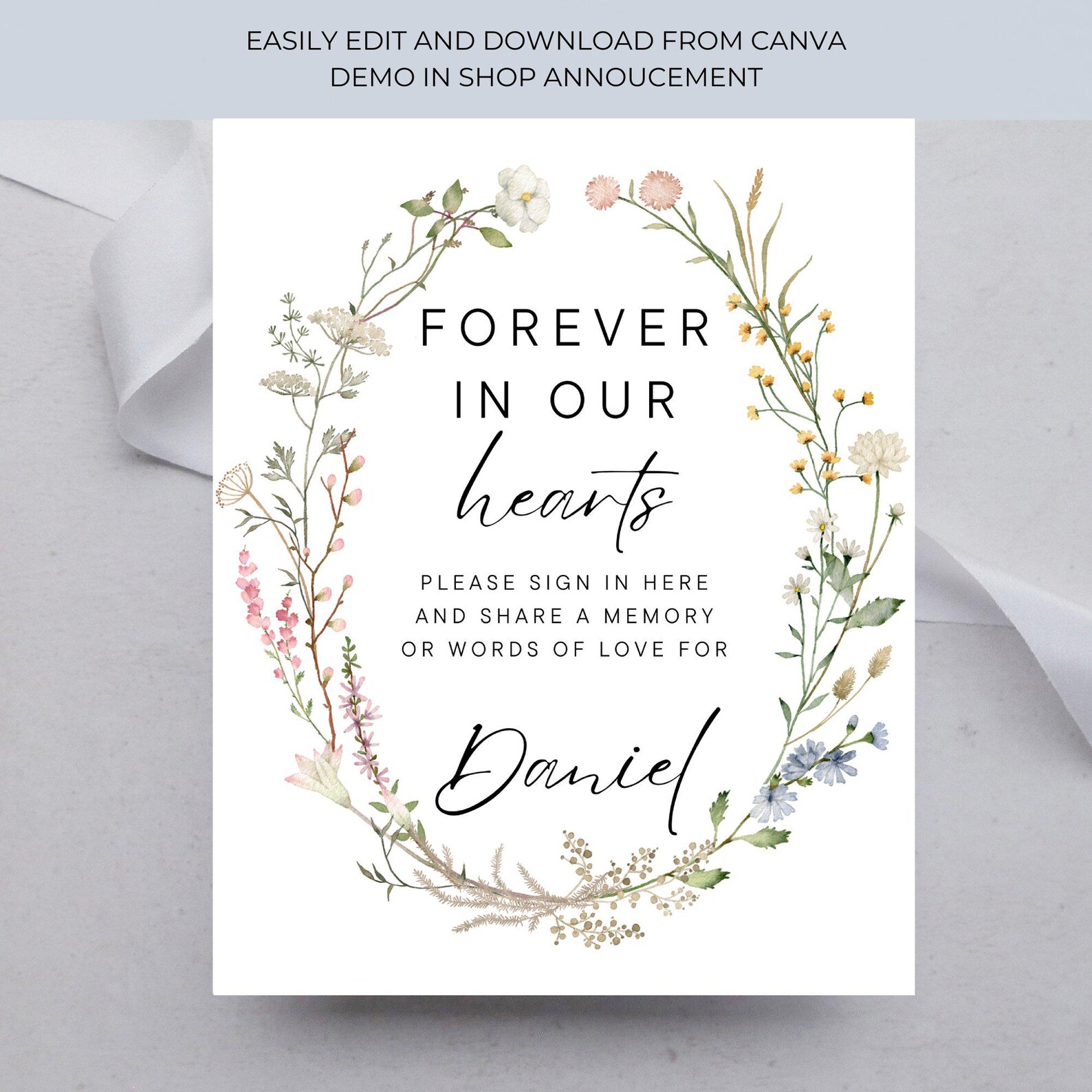 Memorial Table Sign Template, in Loving Memory Sign, Celebration of ...