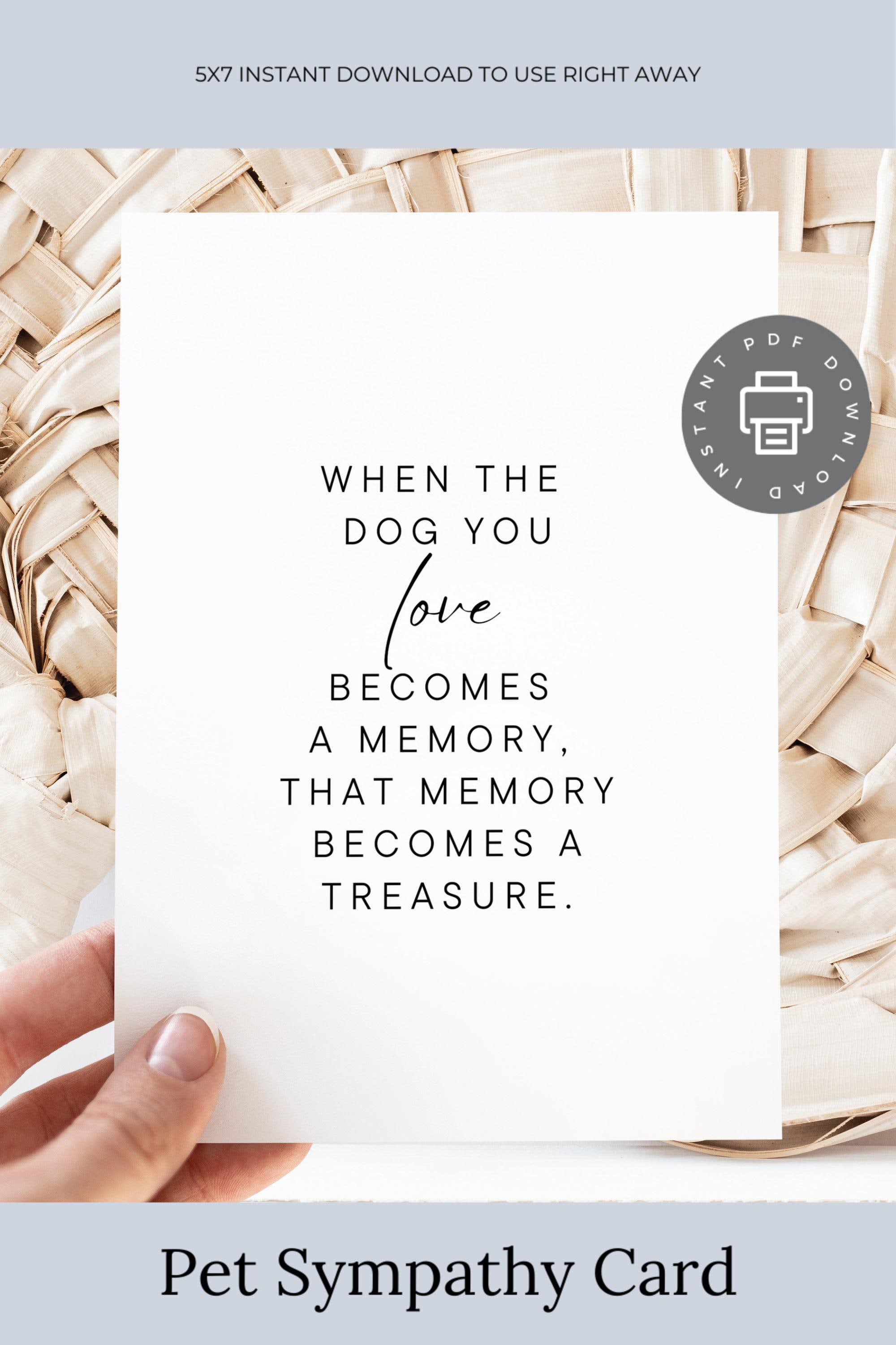 Pet Sympathy Card, Loss of Dog Memorial Card, Digital Download Gift, in ...