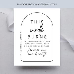 Class Reunion Memorial Sign, This Candle Burns Poster, in Loving Memory ...