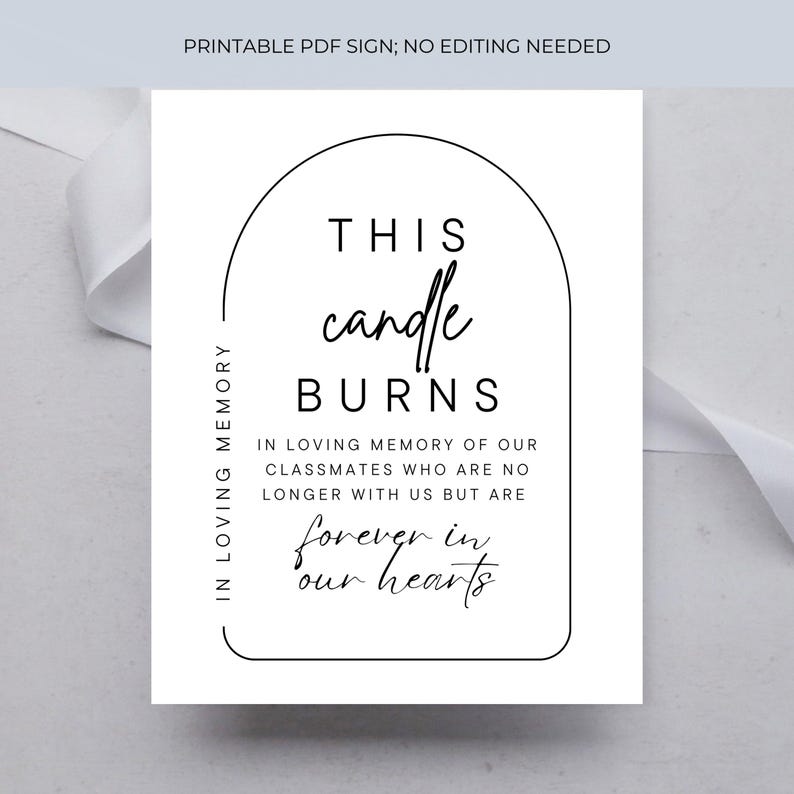 High School Class Reunion Memorial Sign, This Candle Burns Poster, in ...
