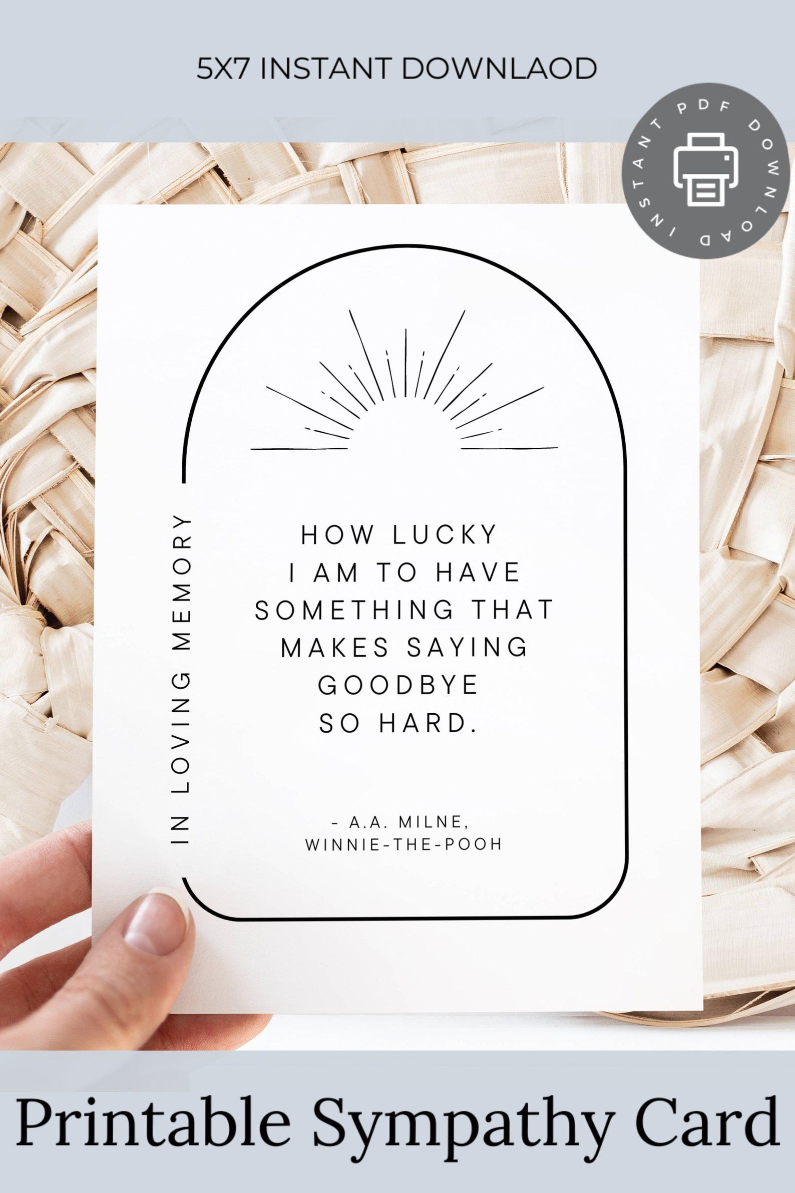 Sympathy Card, in Loving Memory, Digital Download, Winnie the Pooh ...