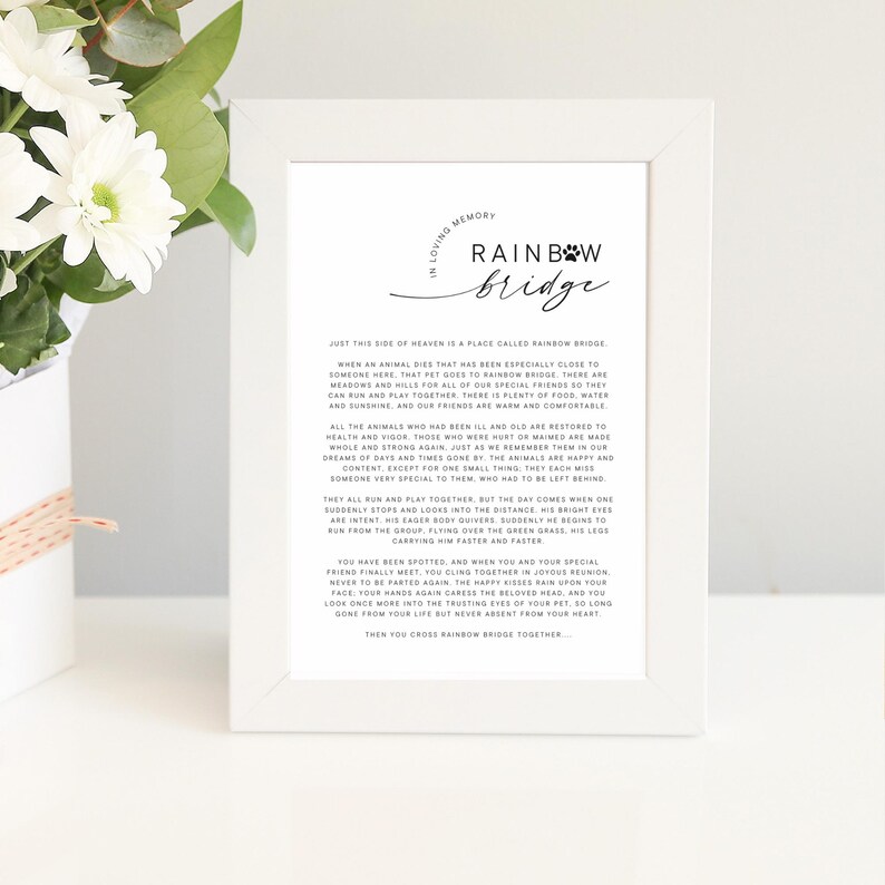 Pet Sympathy Card, Rainbow Bridge Poem, Dog Condolence Gift PDF, Loss ...