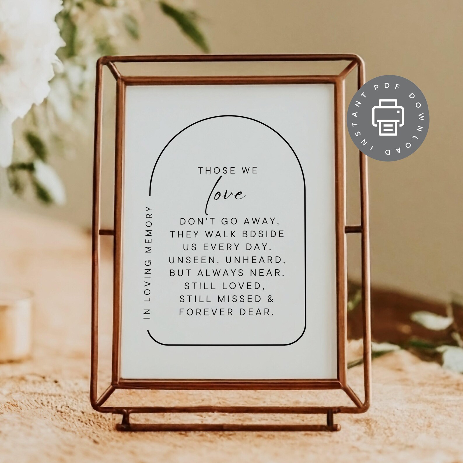 Memorial Table Sign, in Loving Memory Sign, Those We Love Don't Go Away ...