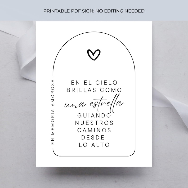 Spanish Funeral Sign, in Memory Poster, Memorial Tribute, Spanish ...
