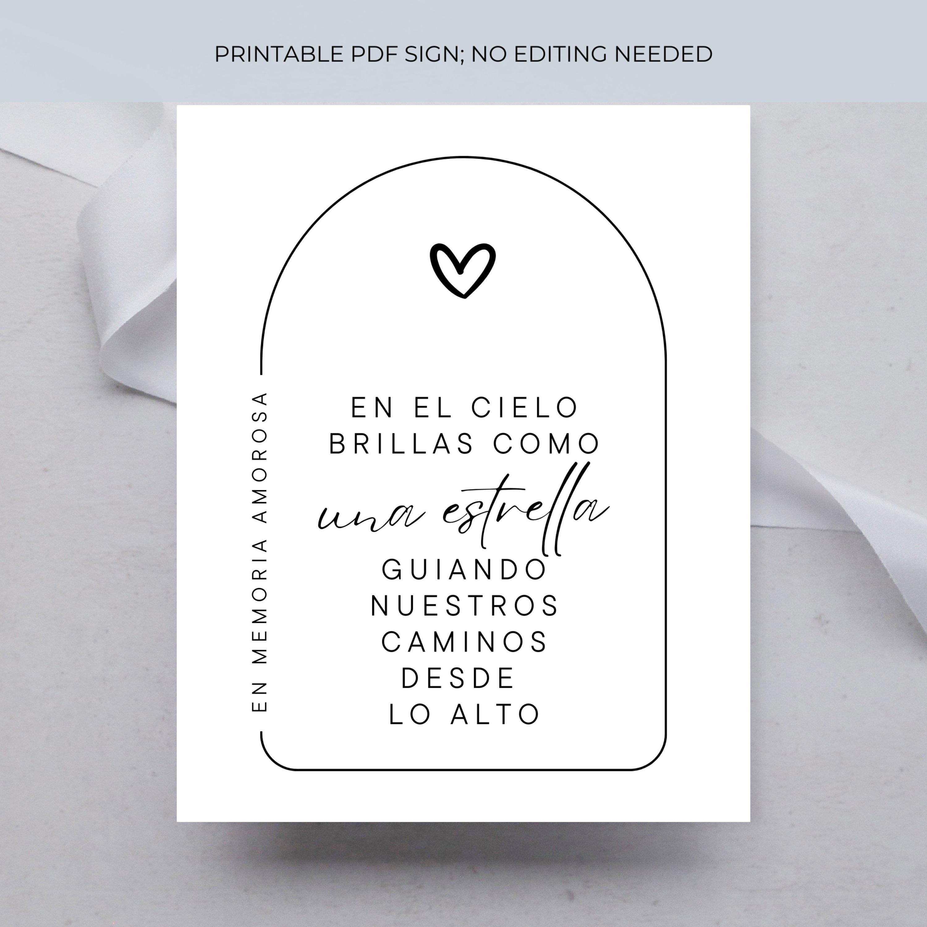 Spanish Funeral Sign, in Memory Poster, Memorial Tribute, Spanish ...