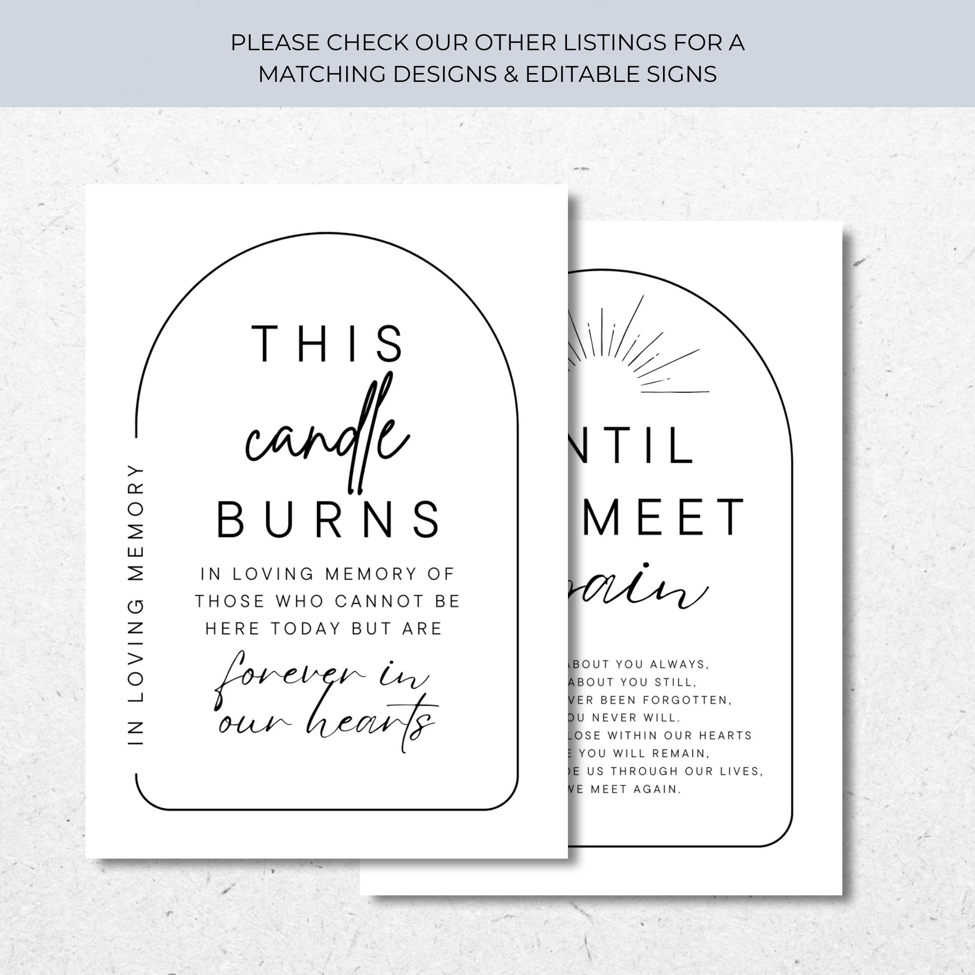 Wedding Memorial Table Sign, Poem "until We Meet Again" Celebrating the ...