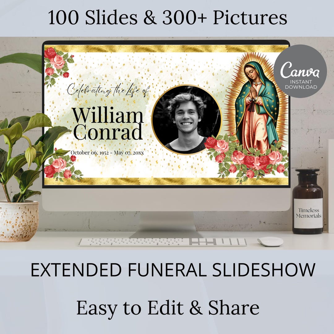 Virgin Mary Funeral Slideshow Template, Long Celebration of Life ...