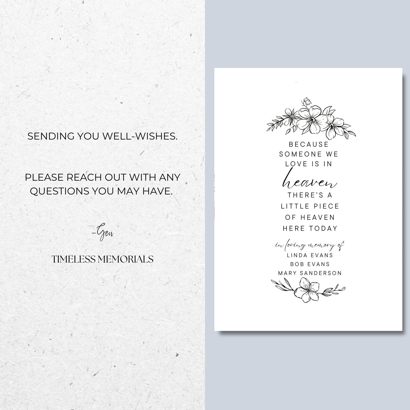 Wedding Memorial Table Sign in Loving Memory, Heaven Sign Printable ...