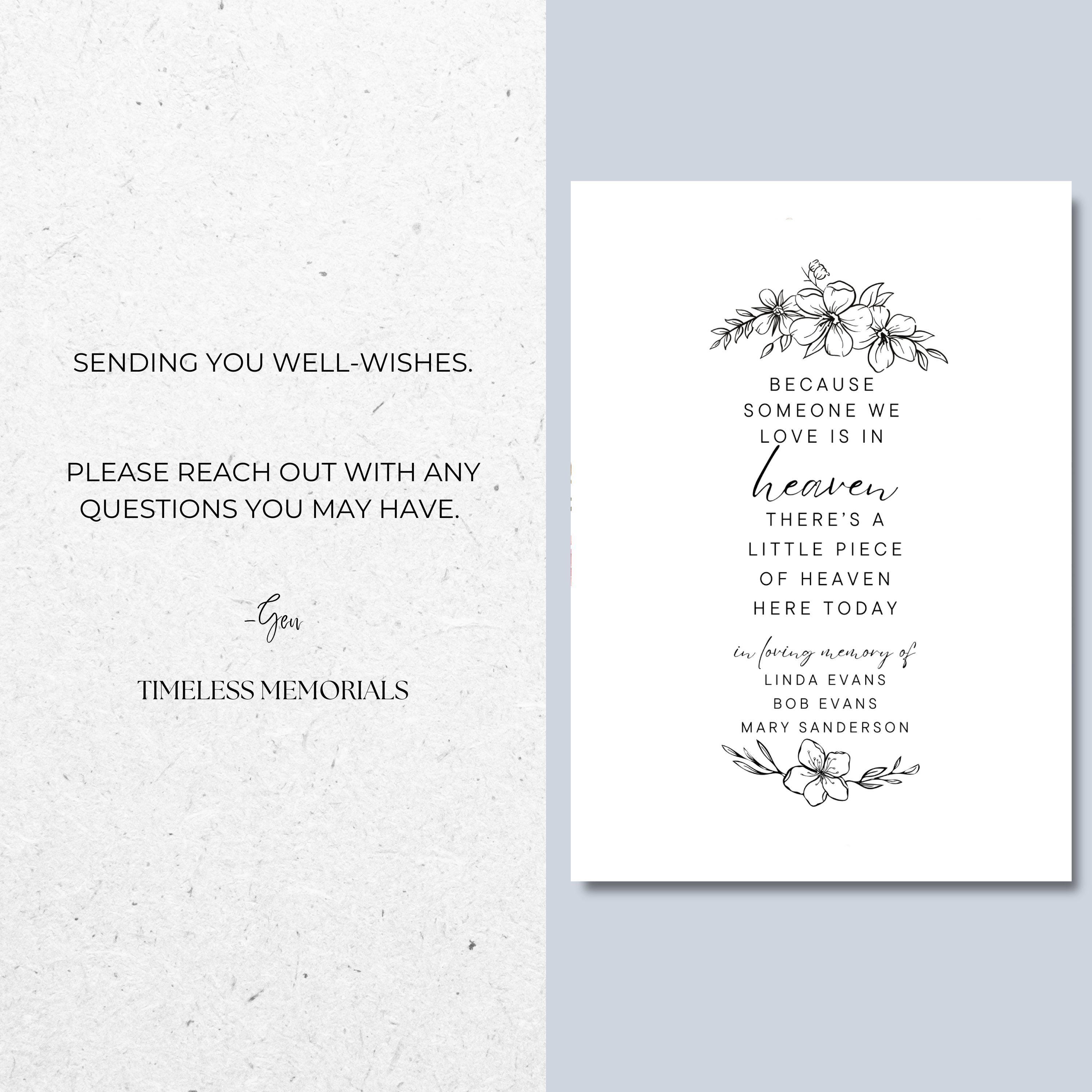 Wedding Memorial Table Sign in Loving Memory, Heaven Sign Printable ...