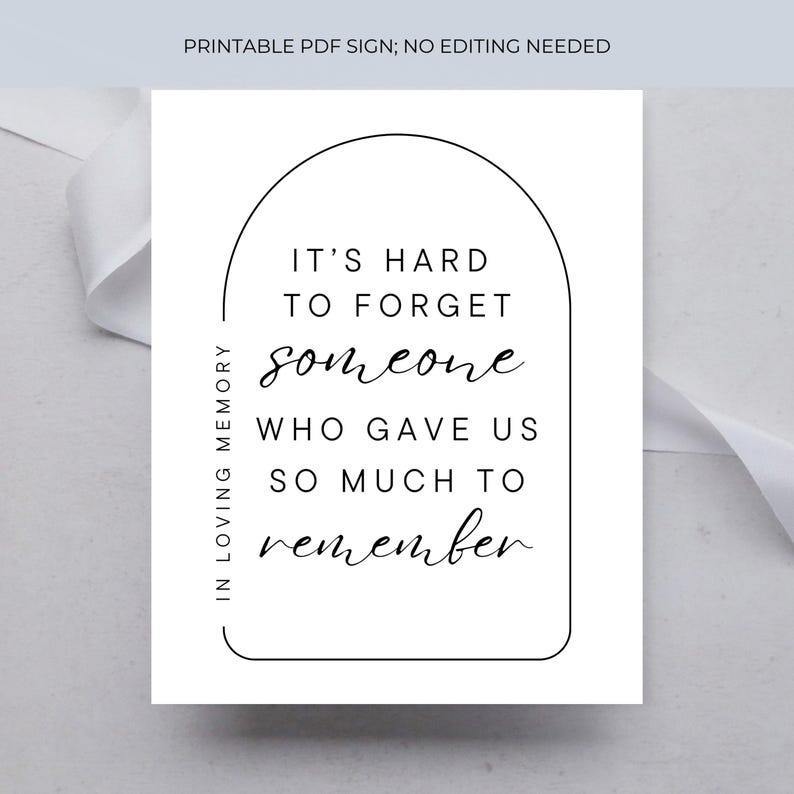 Memorial Table Sign, in Loving Memory, Funeral Table Sign, in Memory of ...