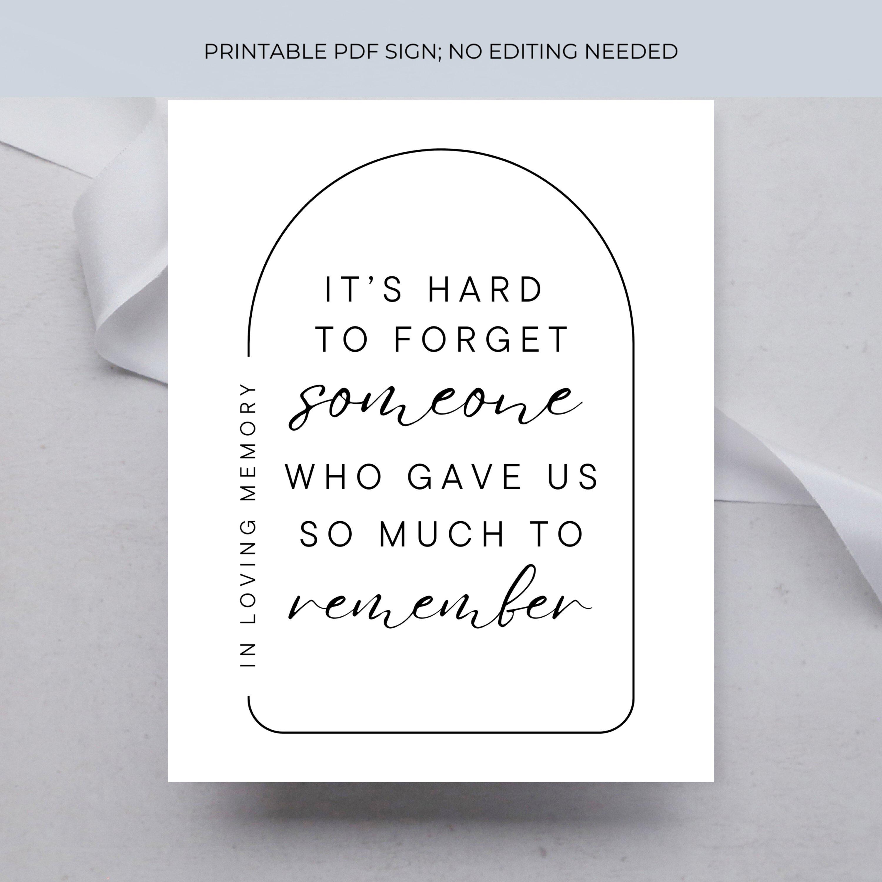 Memorial Table Sign, in Loving Memory, Funeral Table Sign, in Memory of ...