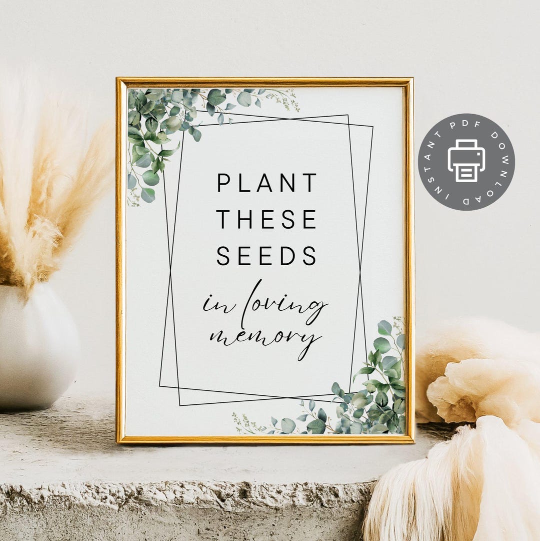 Funeral Favor Sign, Seed Packet Token Gift Poster, Memorial Service ...