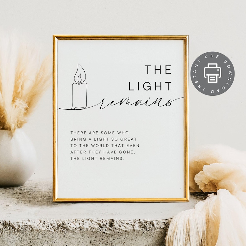 Poem for Funeral, Verse the Light Remains for Celebration of Life ...
