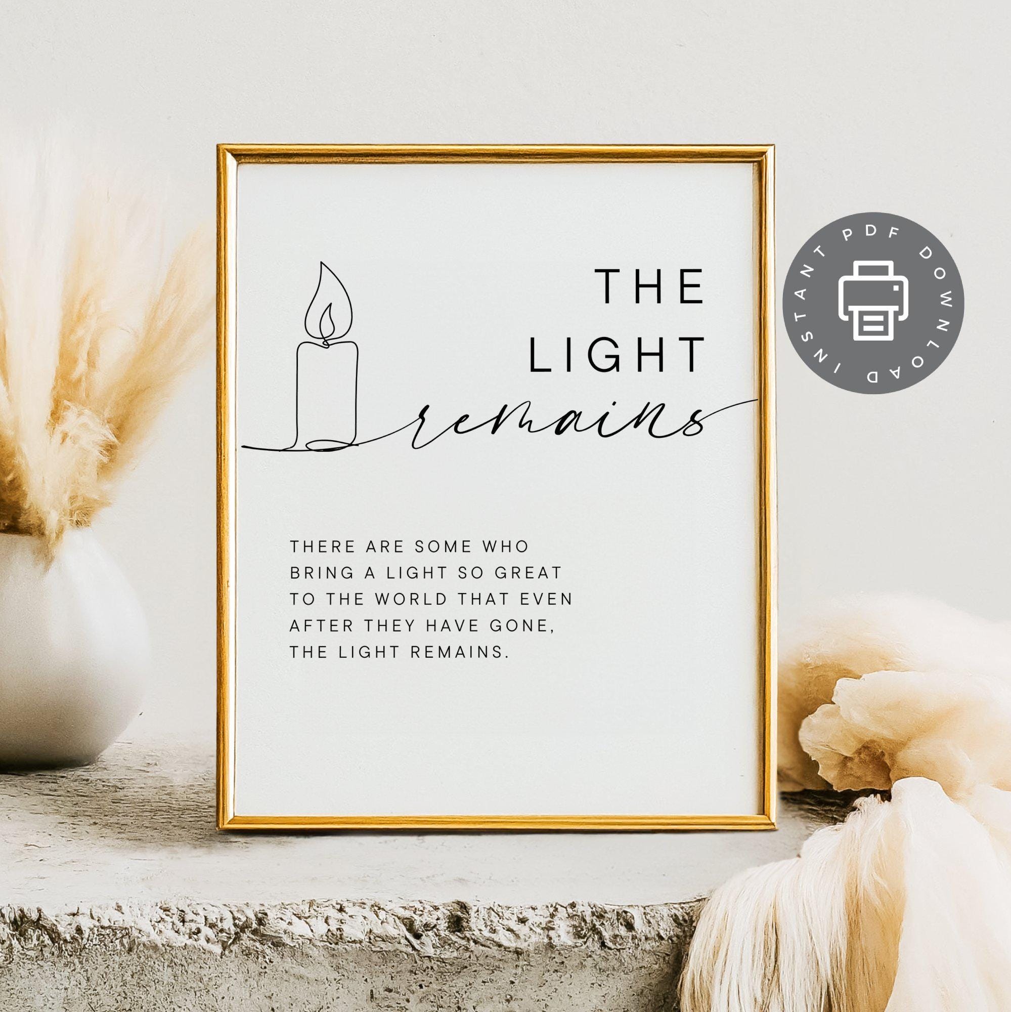 Poem for Funeral, Verse the Light Remains for Celebration of Life ...