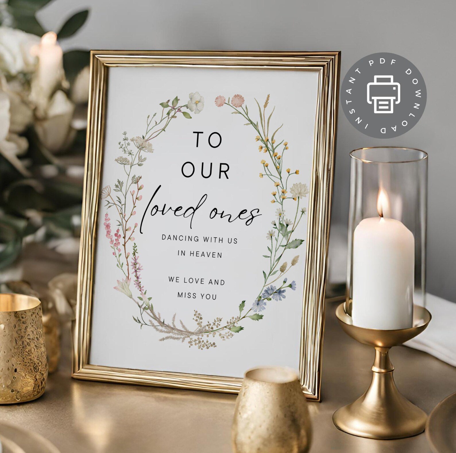 Wedding Memorial Table Sign, to Our Loved Ones Dancing With Us in ...