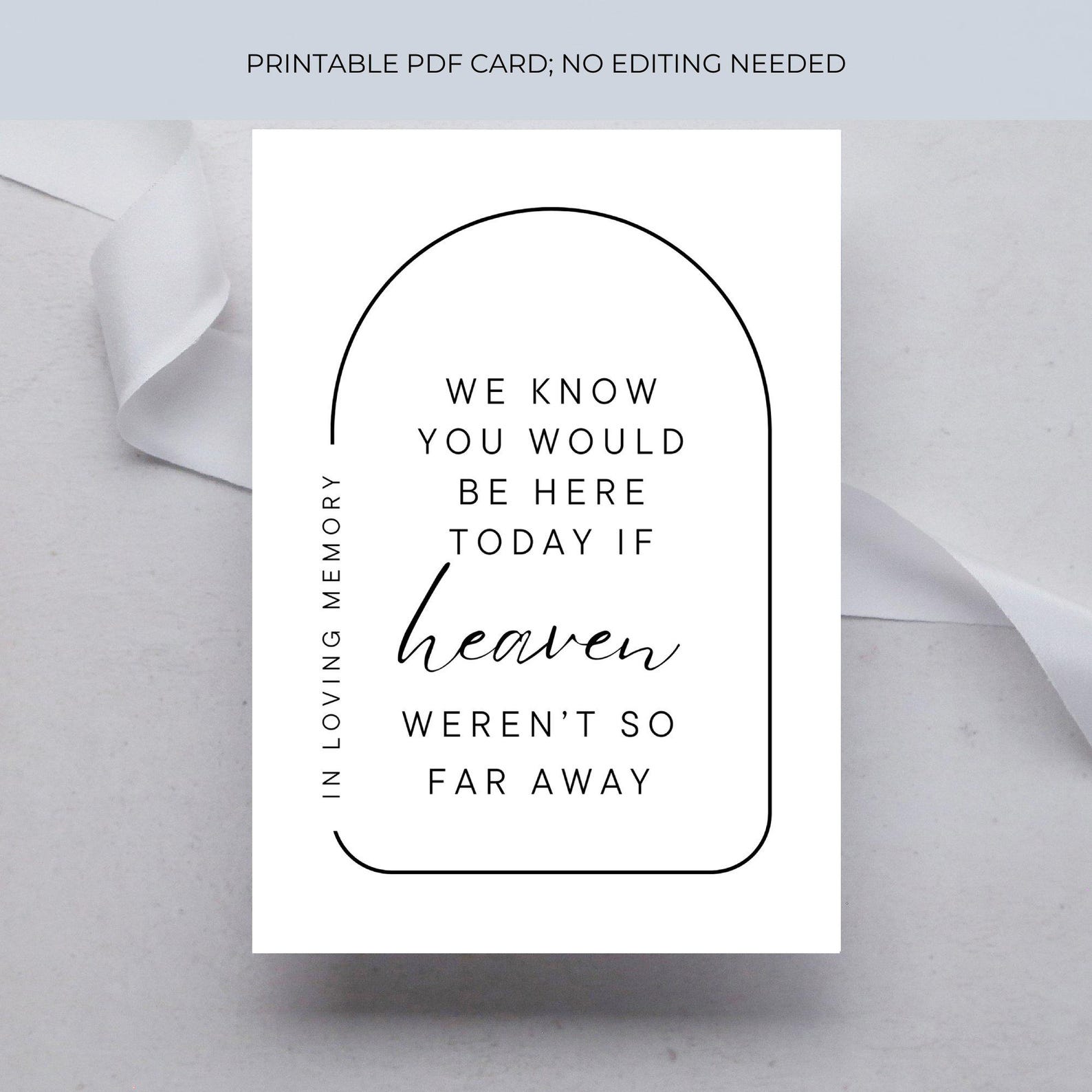 Memorial Printable Card, Sympathy Card Digital Download, in Loving ...