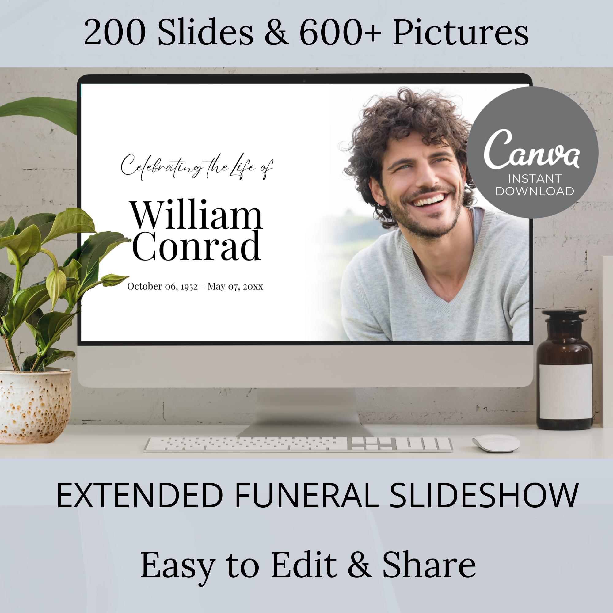 Funeral Slideshow Template, Long Celebration of Life Powerpoint Slide ...