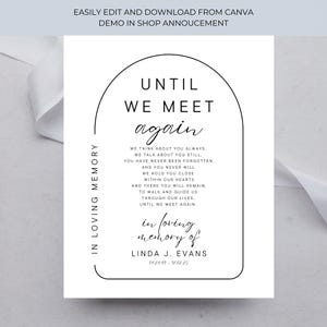 Memorial Table Sign Template, Editable Memorial Sign, in Loving Memory ...
