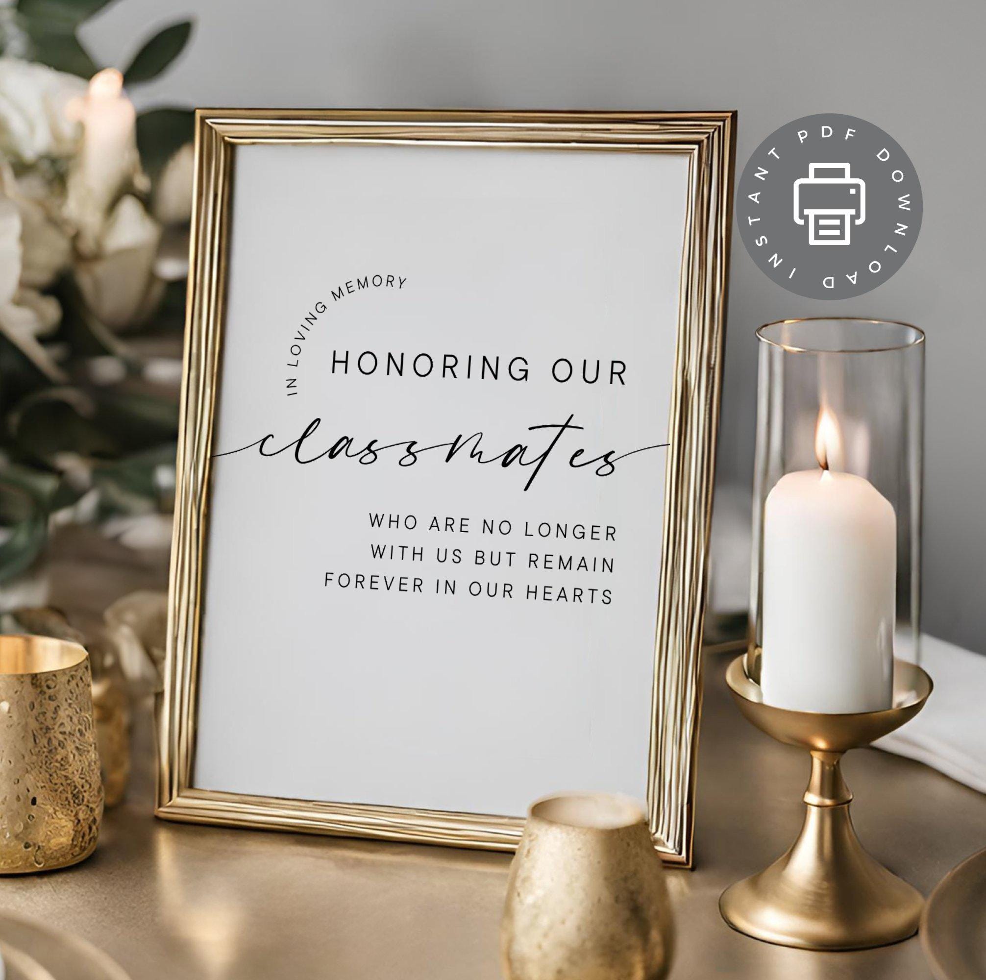 Class Reunion Memorial Sign, Honoring Our Classmates Poster, in Loving ...