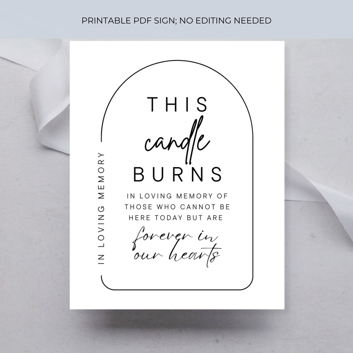 Memorial Table Sign, Minimalist Wedding Table Sign, This Candle Burns ...