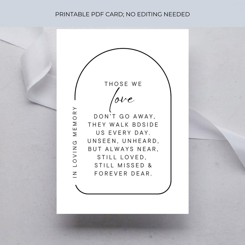 Printable Memorial Card, in Loving Memory, Sympathy Card, Digital ...