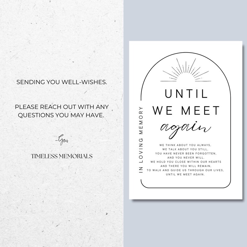 Wedding Memorial Table Sign, Poem until We Meet Again Celebrating the ...