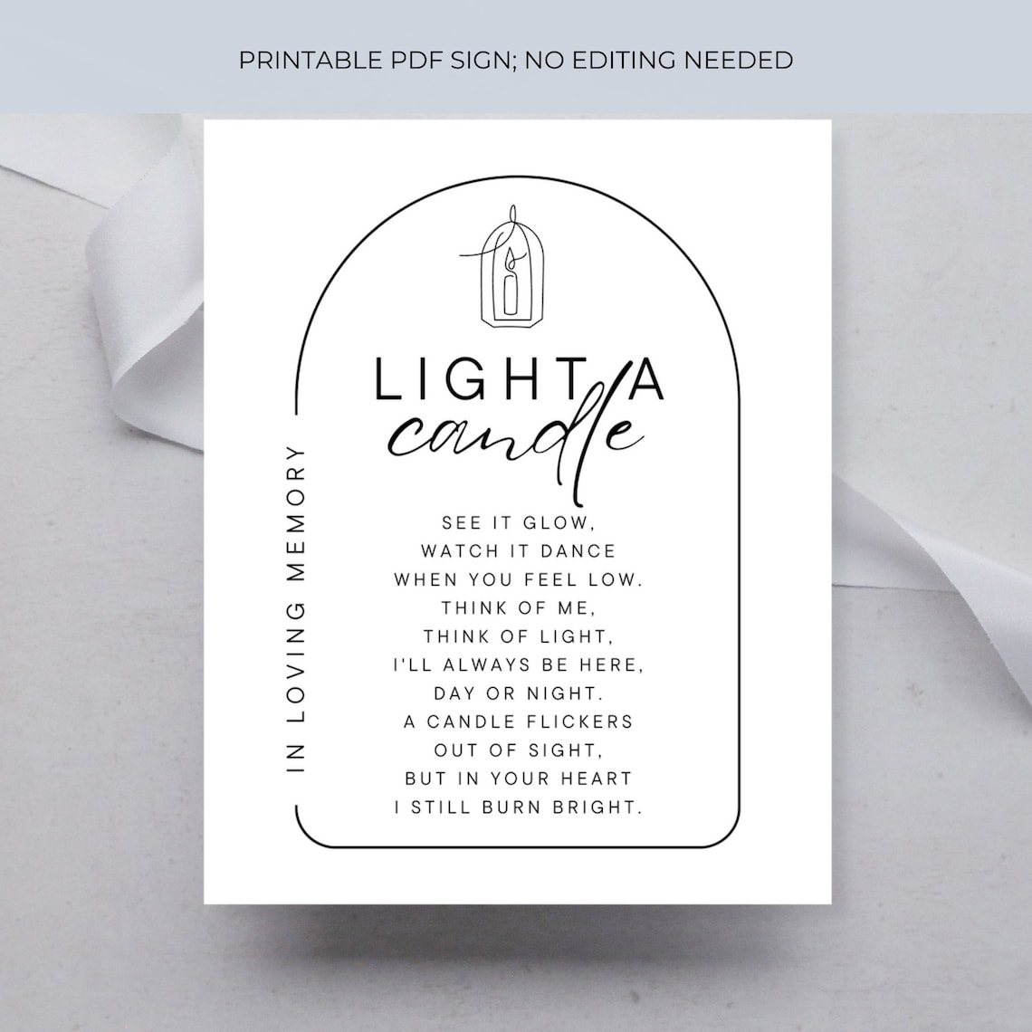 Funeral Poem, Light A Candle Verse, Celebration of Life Funeral Favor ...