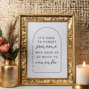 Memorial Table Sign, in Loving Memory, Funeral Table Sign, in Memory of ...