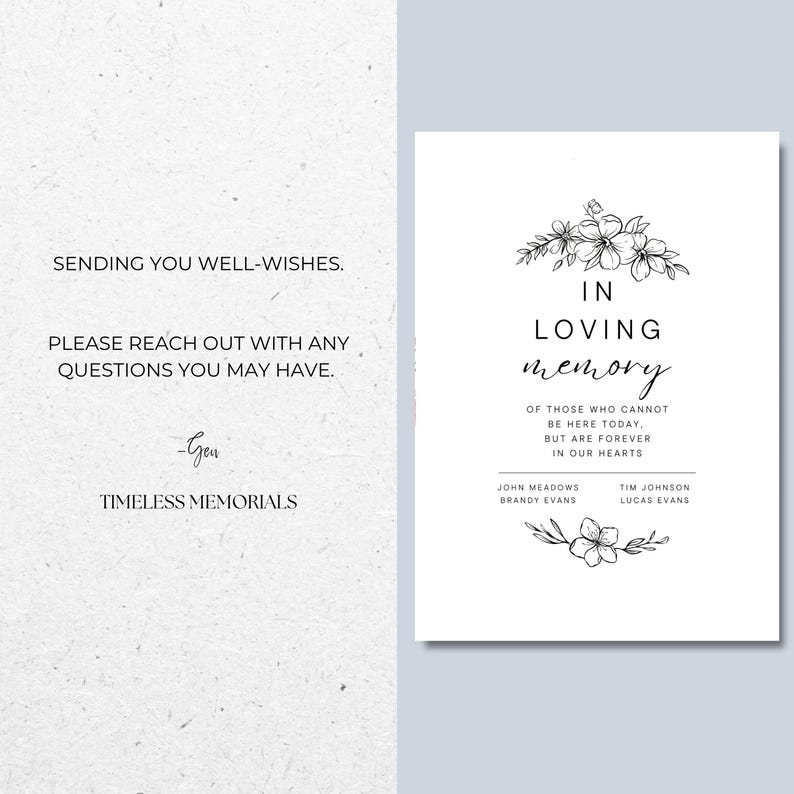 In Loving Memory Wedding Memorial Table Sign Printable Memorial Sign ...