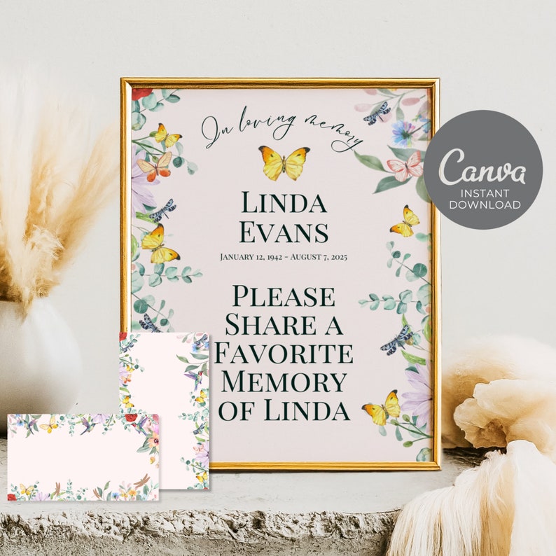 Funeral Guest Memory Cards, Memorial Service Sign in PDF, Condolence ...