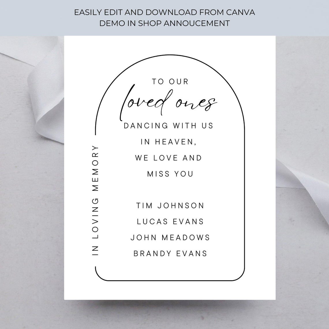 Wedding Memorial Sign Digital Download, in Loving Memory Wedding Sign ...