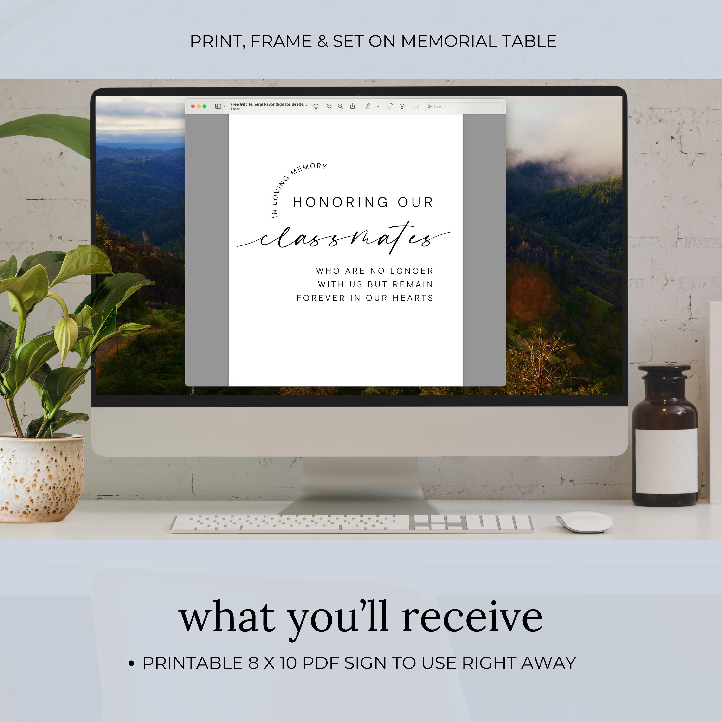 Class Reunion Memorial Sign, Honoring Our Classmates Poster, in Loving ...