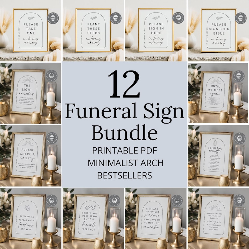 Funeral Sign Bundle, Memorial Poster Pdfs, Celebration of Life ...