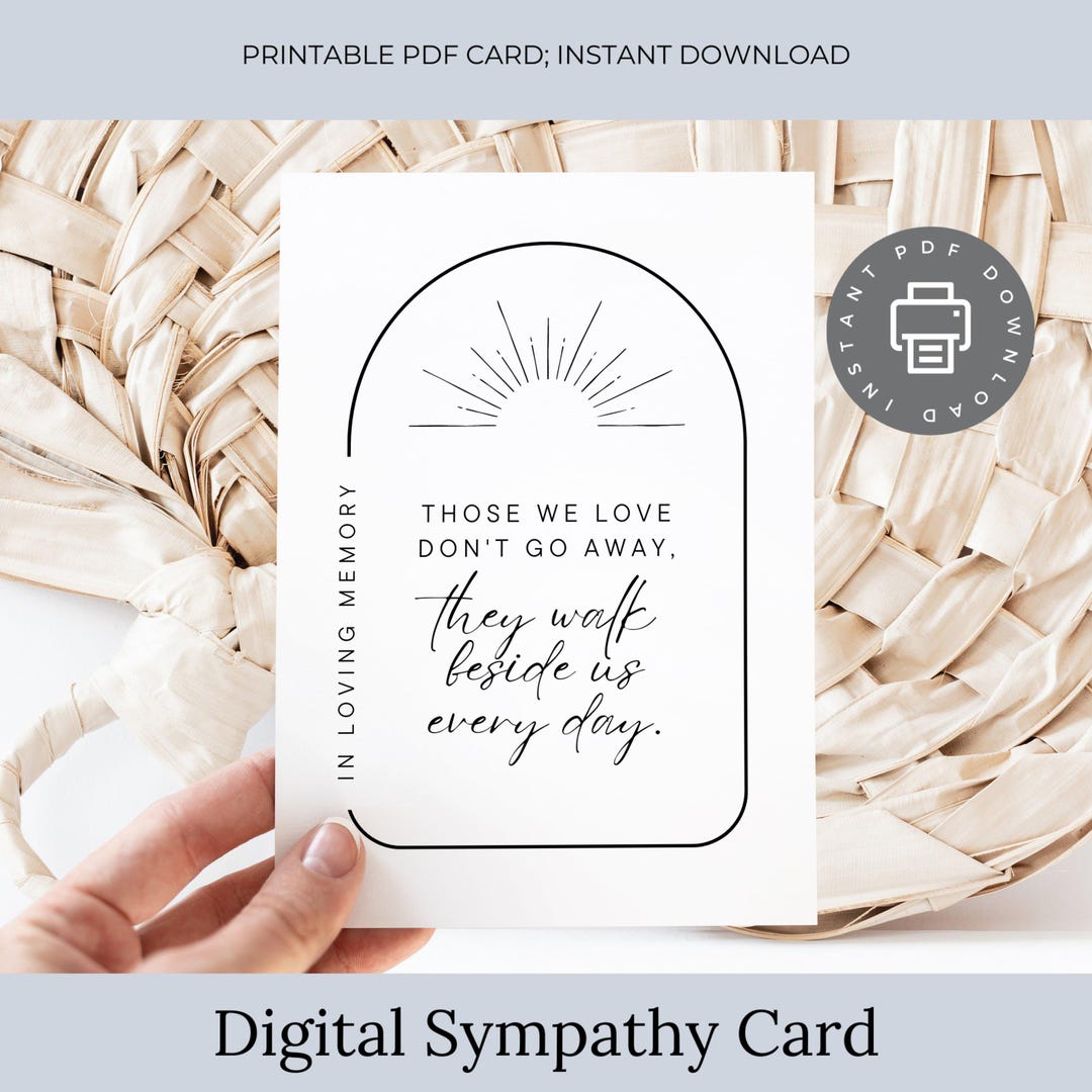 Sympathy Card Printable, Memorial Card, Digital Download, Loss of Loved ...
