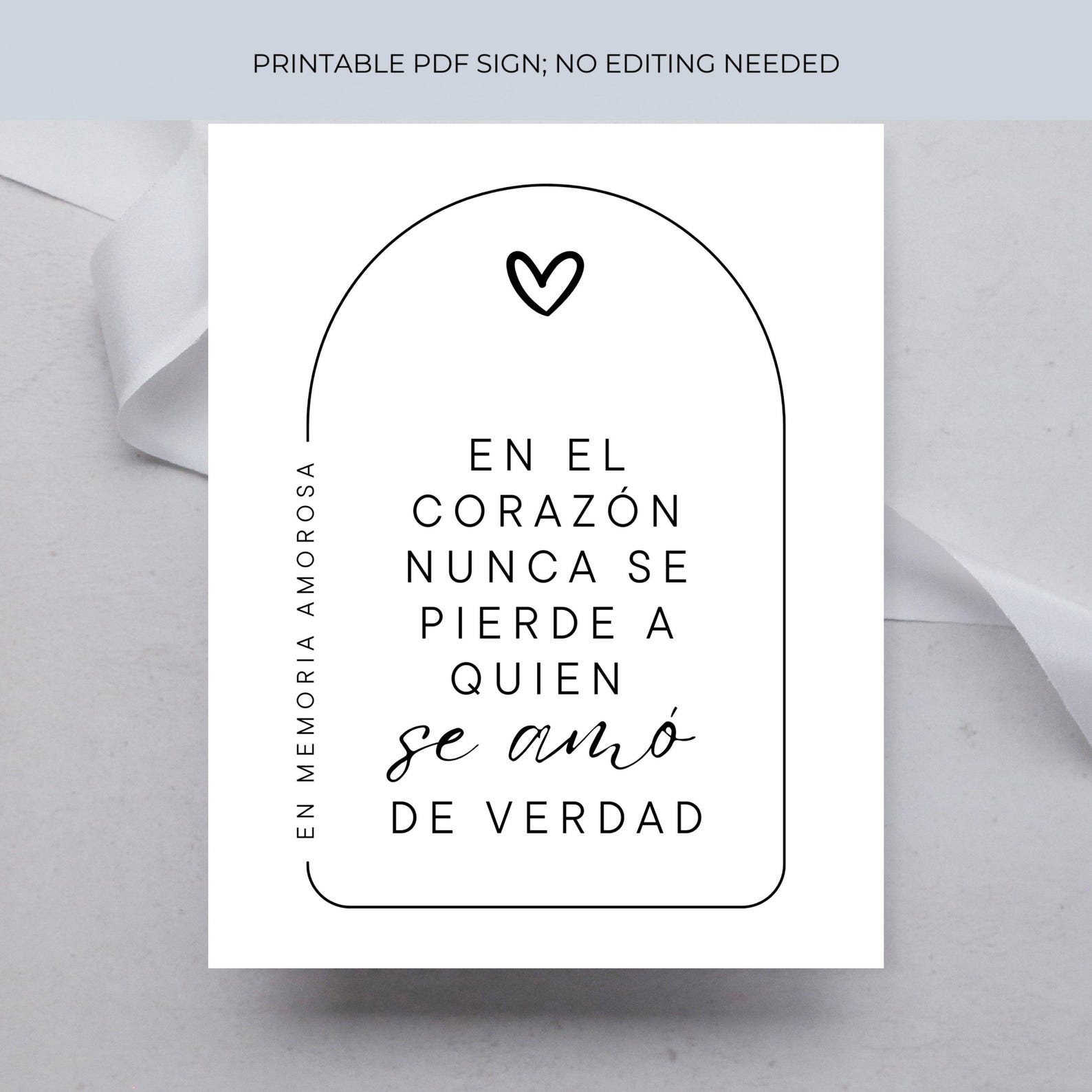 Spanish Funeral Sign, in Memory Poster, Memorial Tribute, Spanish ...
