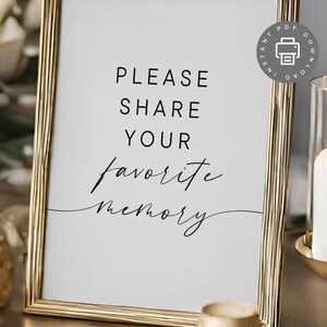 Funeral Share A Memory Memorial Service Sign, Wake Guest Book Sign in ...
