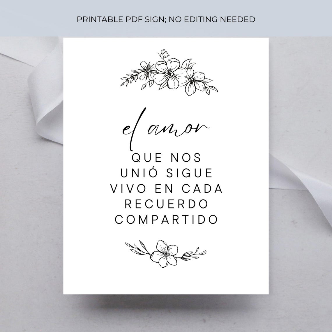Spanish Funeral Sign, in Memory Poster, Memorial Tribute, Spanish ...