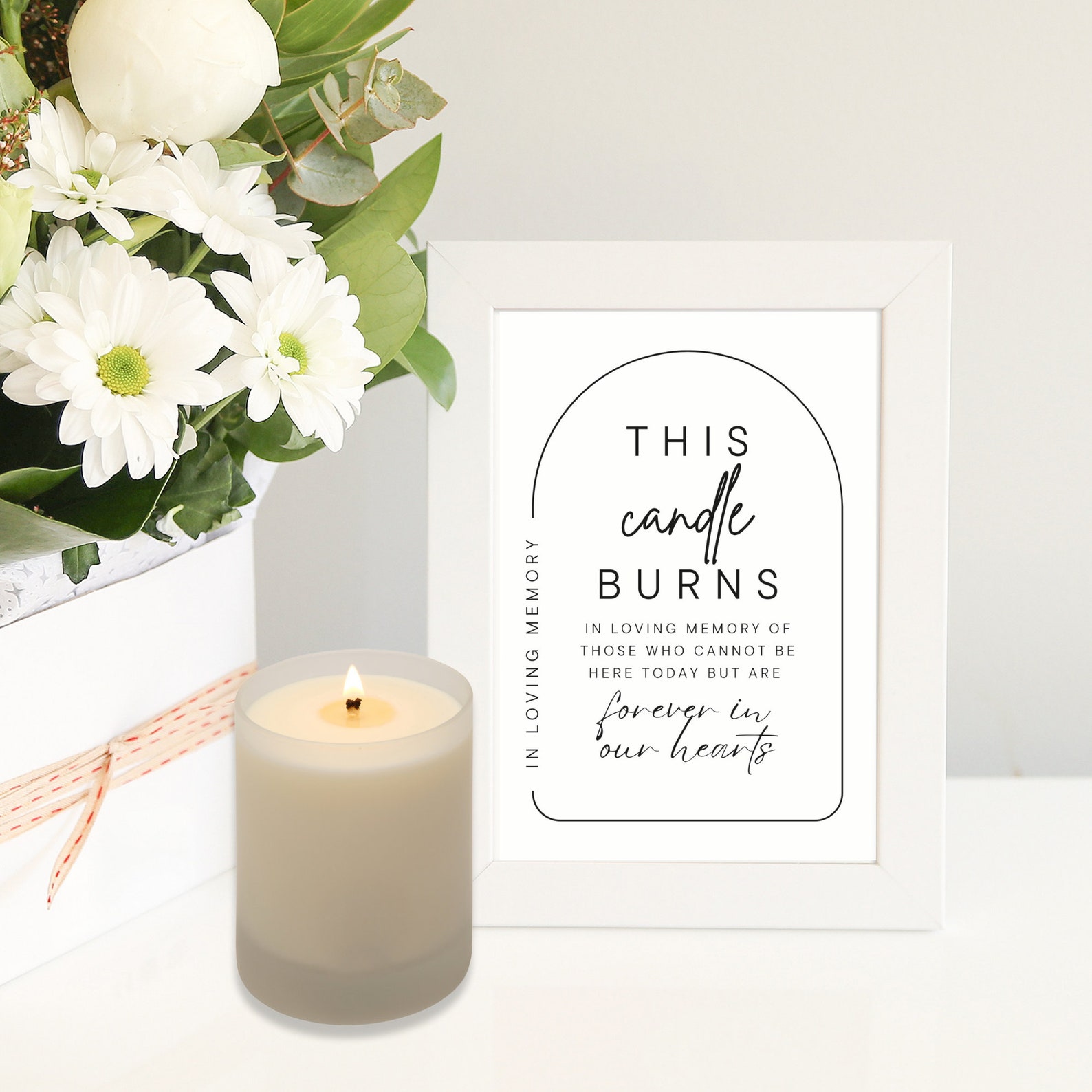 Memorial Table Sign, Minimalist Wedding Table Sign, This Candle Burns ...