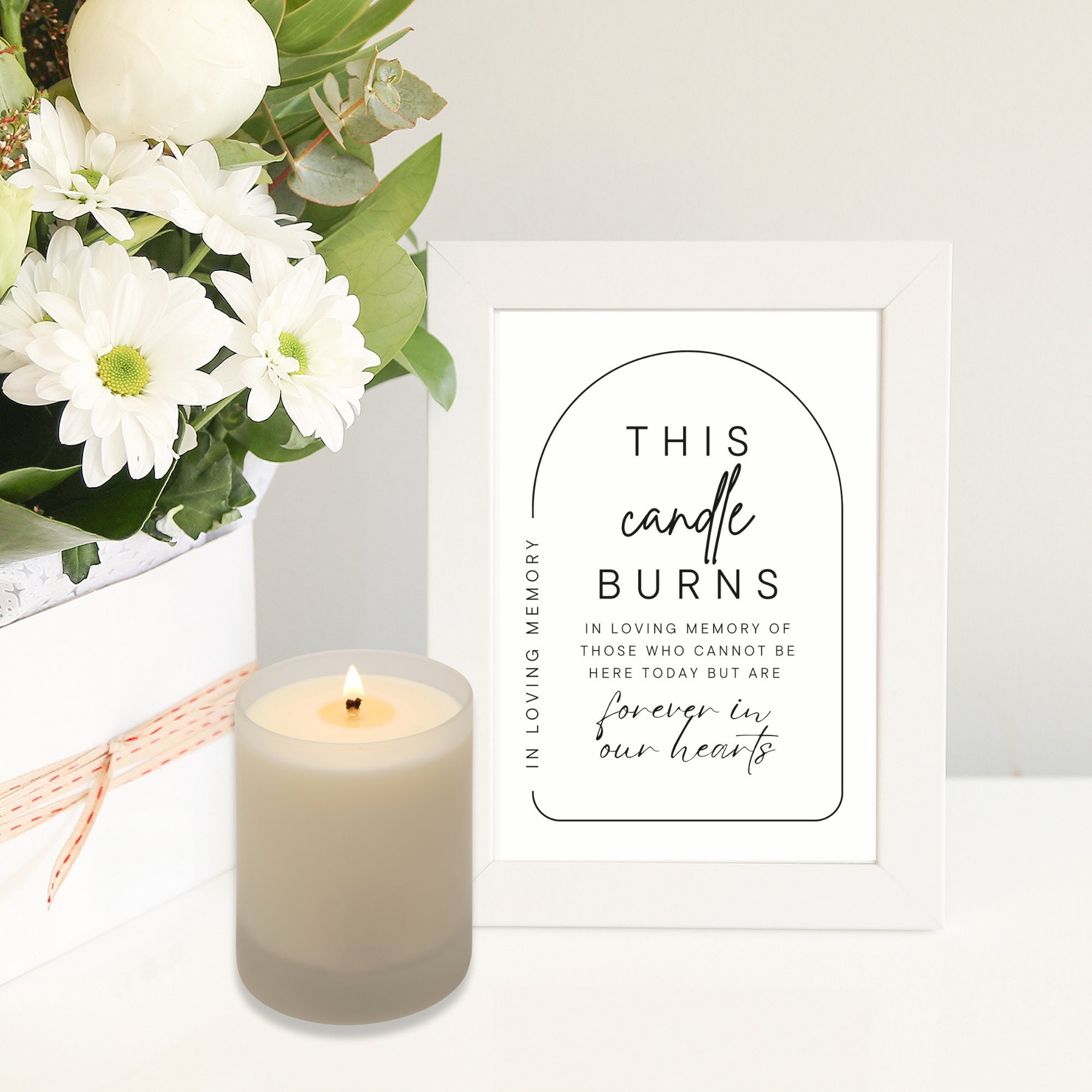 Memorial Table Sign, Minimalist Wedding Table Sign, This Candle Burns ...