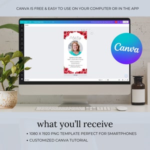 Funeral Announcement, Red Rose Obituary Template, Celebration of Life ...