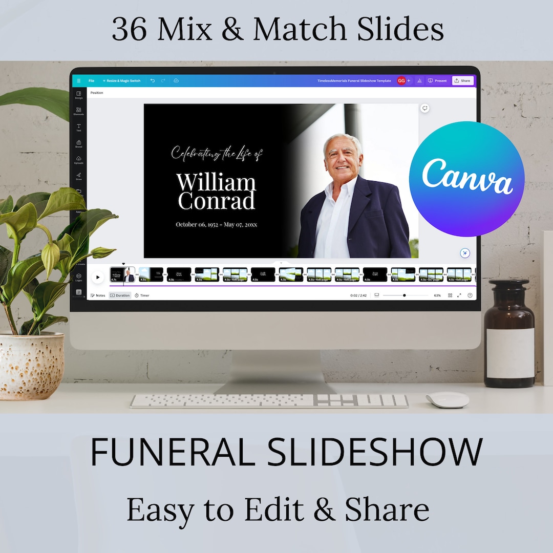 Funeral Slideshow Template, Minimalist Memorial Video, Celebration of ...