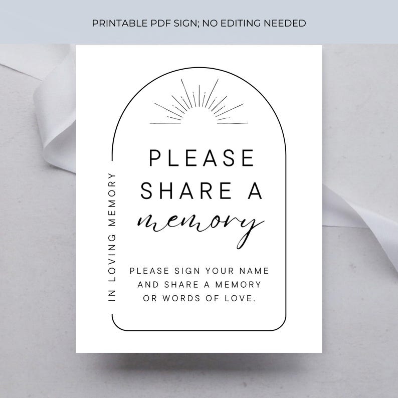 Funeral Share A Memory Memorial Service Sign, Wake Guest Book Sign in ...