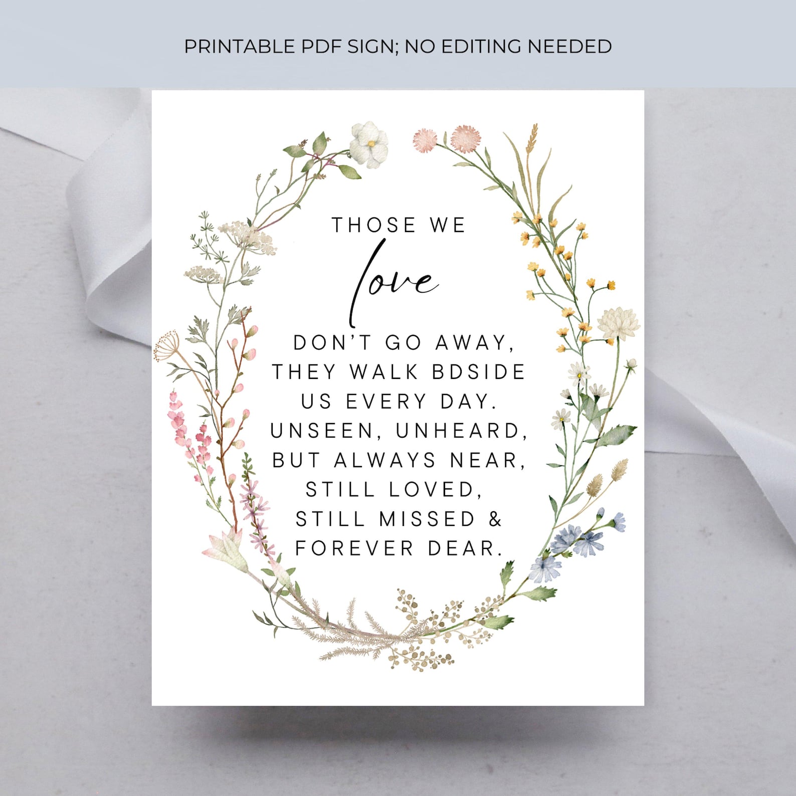 Memorial Funeral Poem Printable, Digital Download Sympathy Gift, Those ...