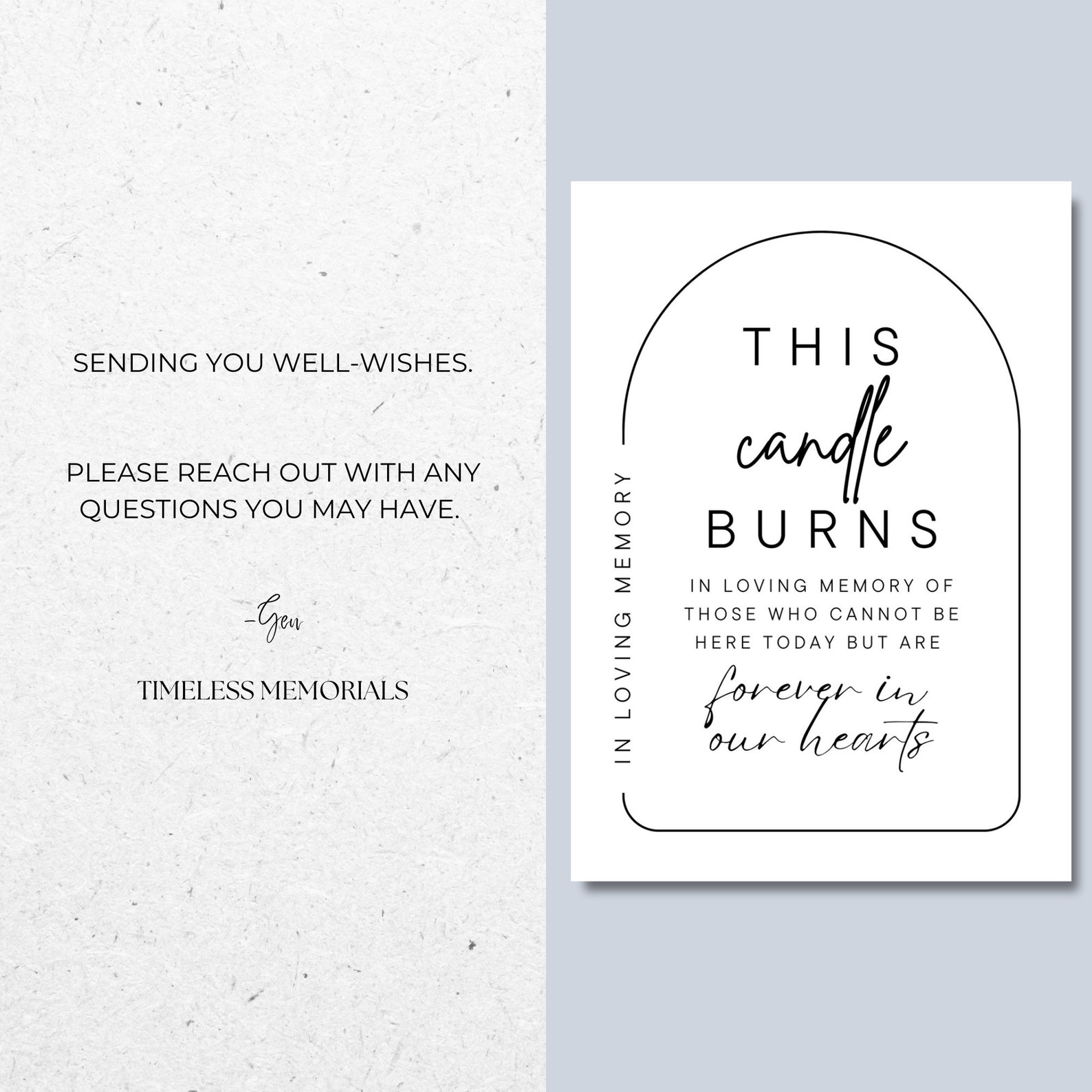 Memorial Table Sign, Minimalist Wedding Table Sign, This Candle Burns ...