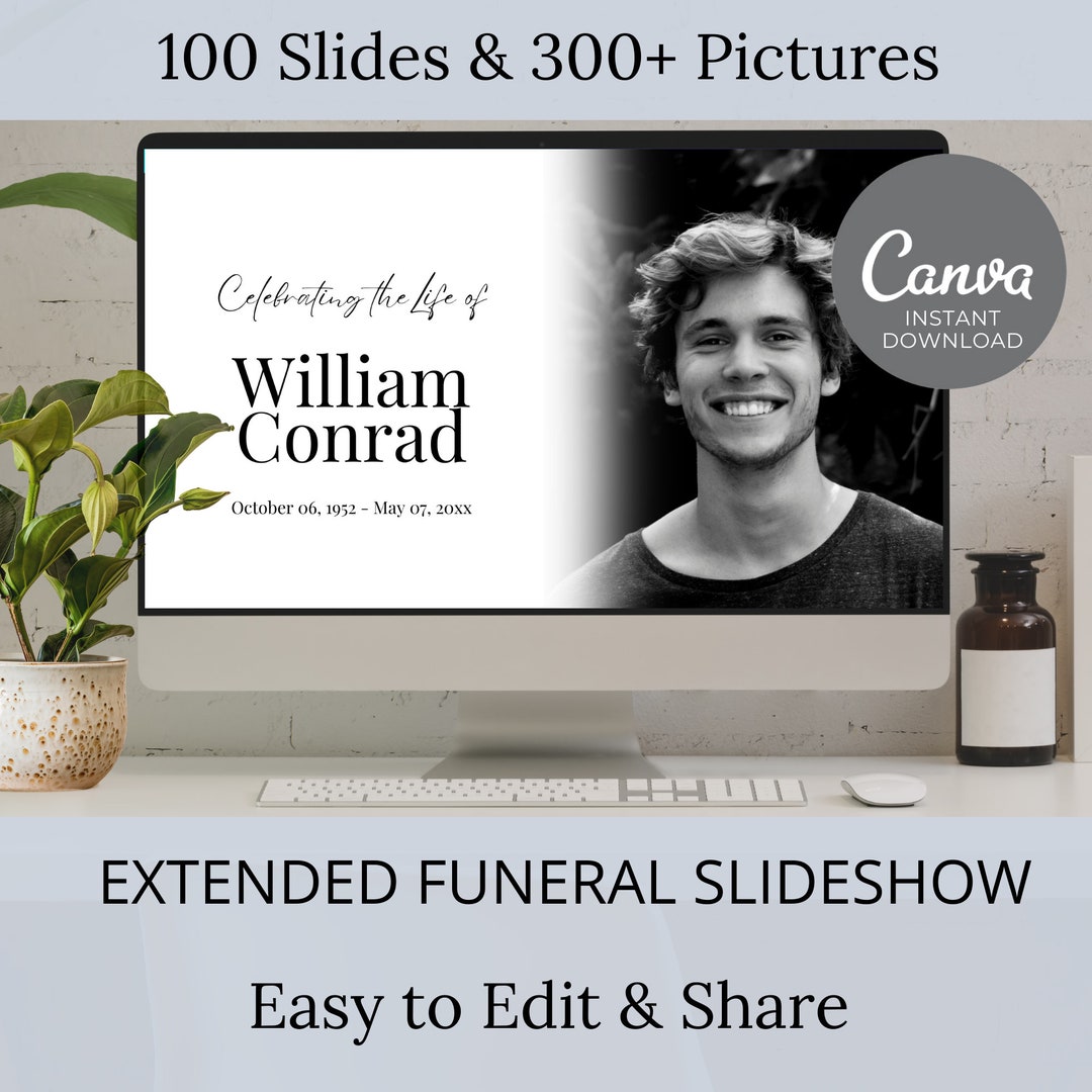 Funeral Slideshow Template, Long Celebration of Life Powerpoint Slide ...