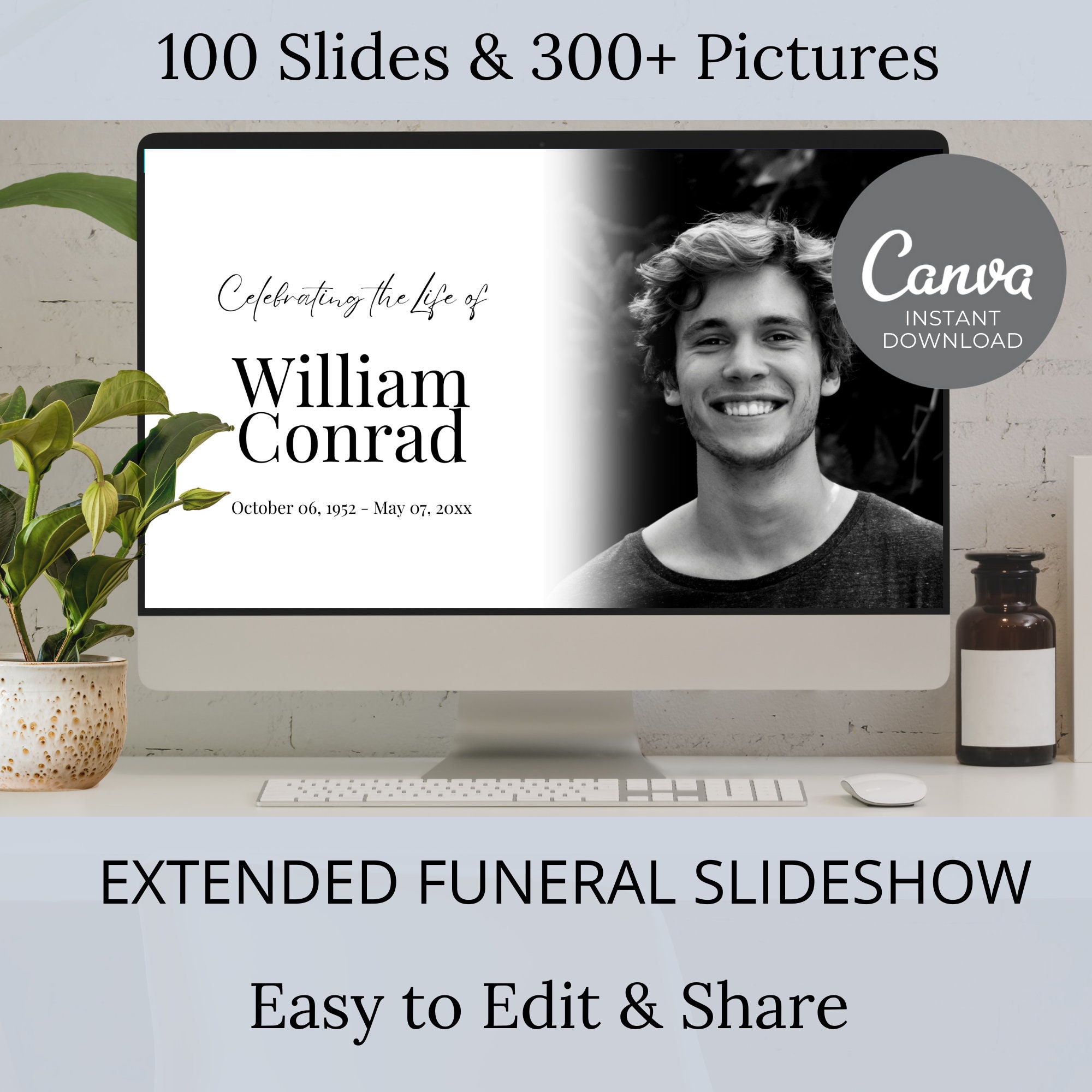 Funeral Slideshow Template, Long Celebration of Life Powerpoint Slide ...