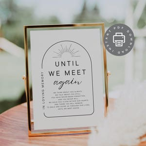 Memorial Table Sign, in Loving Memory Sign, Until We Meet Again Sign ...